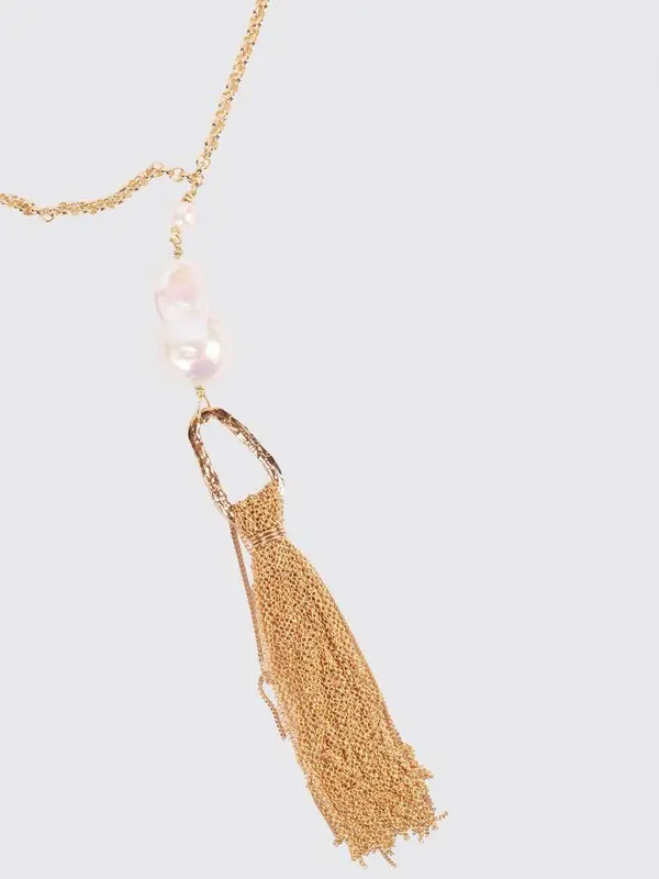 FORTE_FORTE Tone Bronze Choker Necklace With Pearls And Tassels