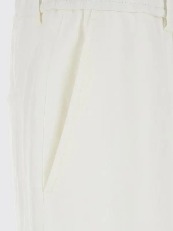 Emporio Armani Linen Slim Fit Trousers - White
