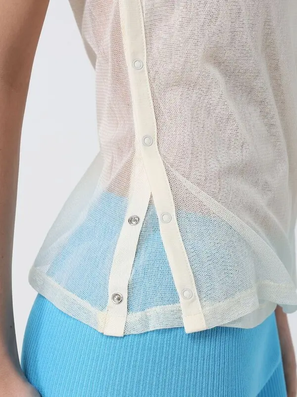 Paloma Wool Contemporary Sheer V-neck Top In Cotton Blend With Slim Fit