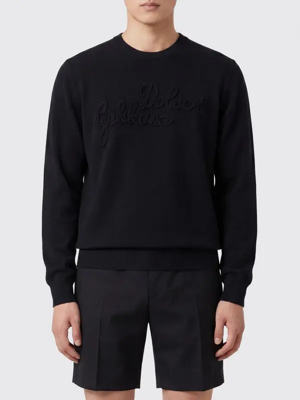 Dolce & Gabbana Virgin Wool Crewneck Jumper With Lettering Logo - Black