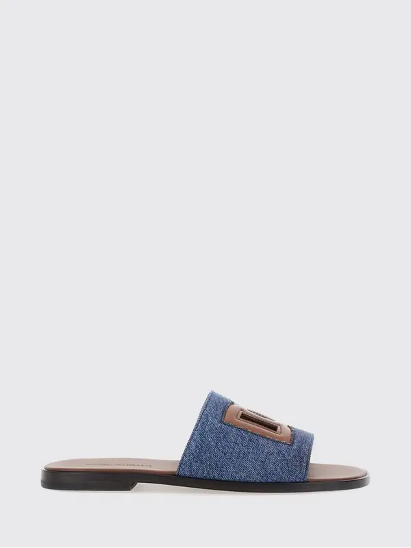 Dolce & Gabbana Dg Monogram Denim Slide Sandals - Brown