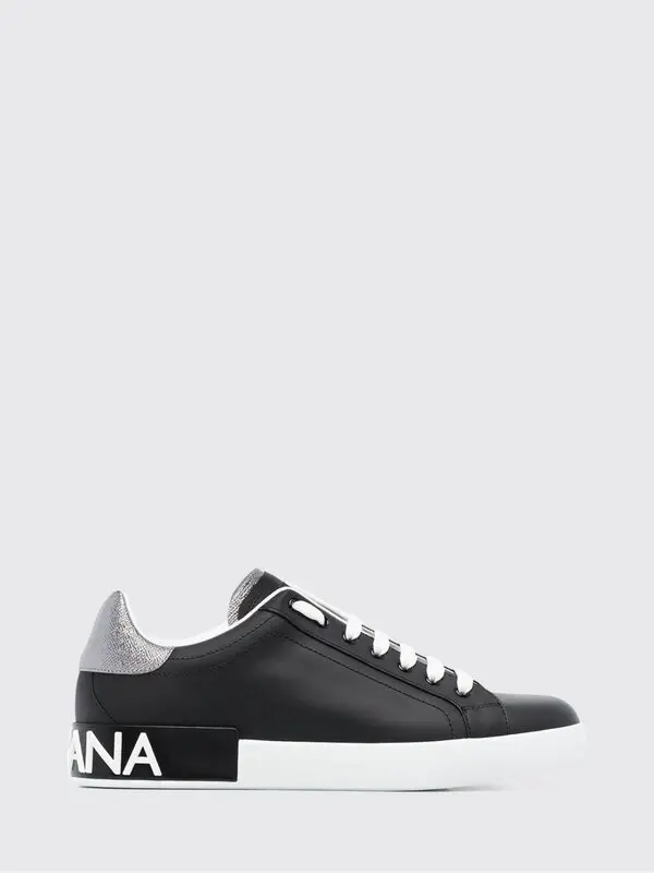 Dolce & Gabbana Portofino Smooth Calfskin Low-top Sneakers With Logo