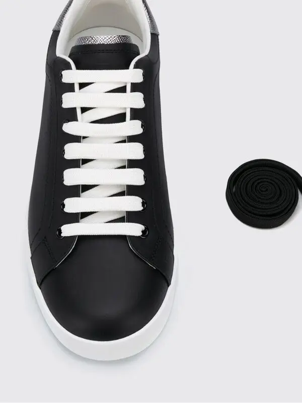 Dolce & Gabbana Portofino Smooth Calfskin Low-top Sneakers With Logo