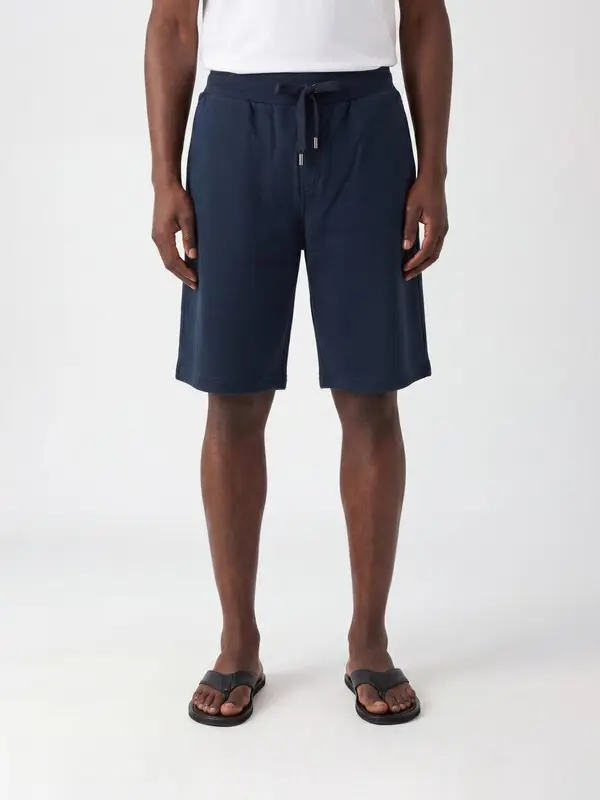 Dolce & Gabbana Cotton Jogging Shorts With Embroidered Logo - Blue
