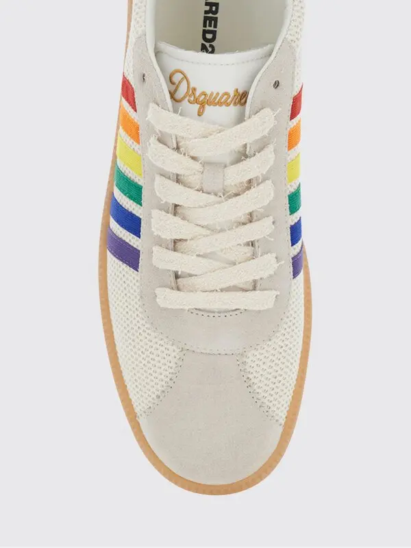 Dsquared2 Low Top Trainers In Leather And Mesh With Multicolour Stripes - Multicolor