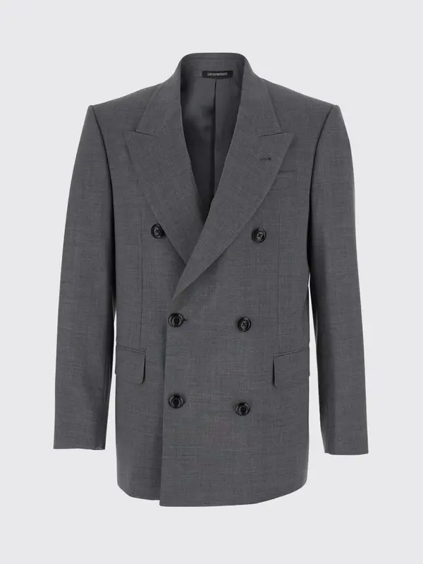 Emporio Armani Double-breasted Virgin Wool Blazer With Peak Lapels