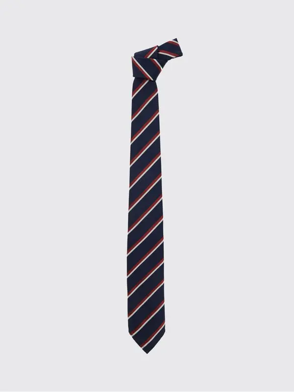 Dsquared2 Regimental Striped Silk Tie With Applied Logo - Blue