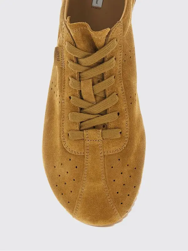 AMI Paris Suede Low-top Lace-up Sneakers With Embossed Logo