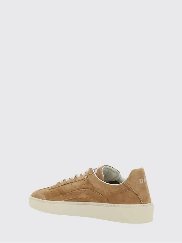 Dsquared2 Suede Calfskin Low-top Sneakers With Applied Side Logo - Beige
