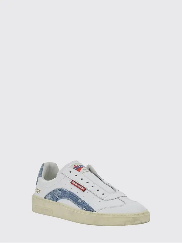 Dsquared2 Leather And Denim Bicolour Low Top Trainers