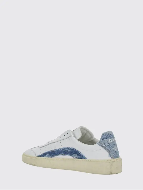 Dsquared2 Leather And Denim Bicolour Low Top Trainers