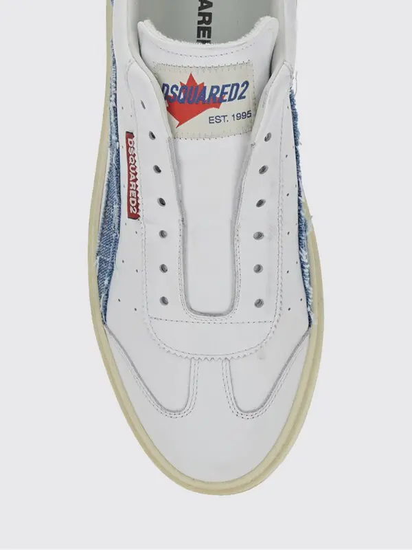 Dsquared2 Leather And Denim Bicolour Low Top Trainers