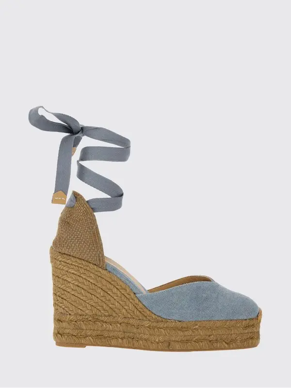 CastaÑer Canvas Wedge Espadrilles With Ankle Tie Laces - Blue