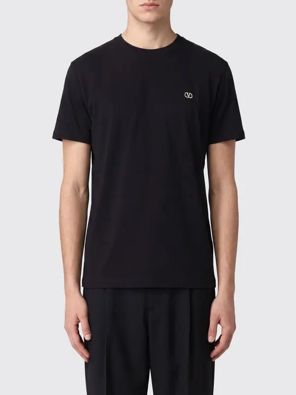 Valentino Garavani Vlogo Signature Cotton T-shirt With Contrasting Logo - Black