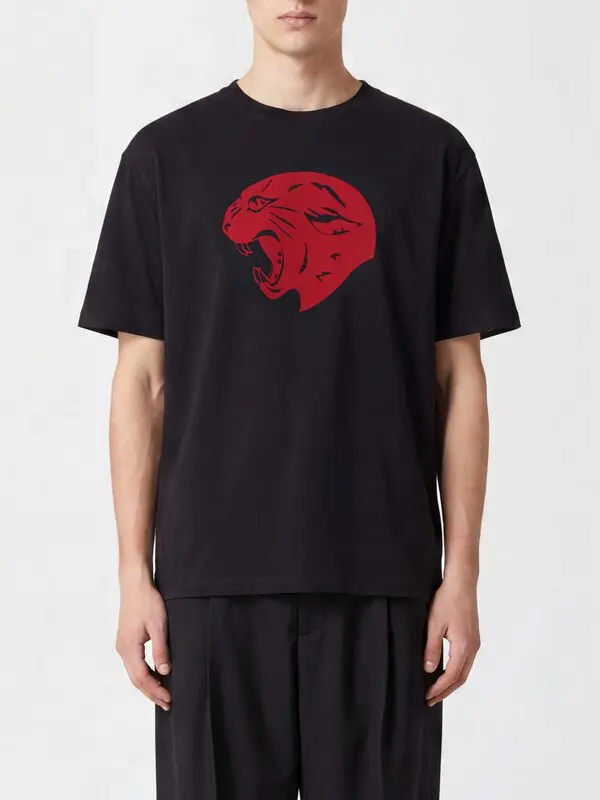 Valentino Garavani Crewneck Cotton T-shirt With Graphic Print And Dropped Shoulders - Black