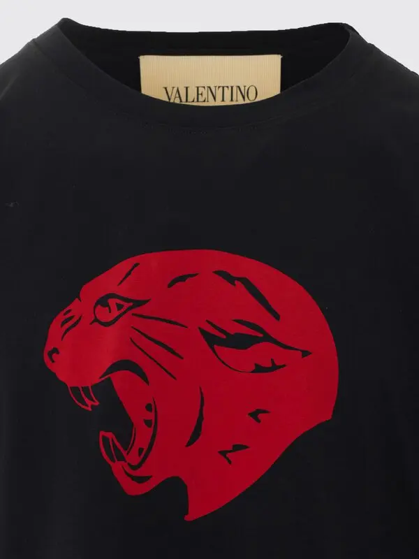 Valentino Garavani Crewneck Cotton T-shirt With Graphic Print And Dropped Shoulders