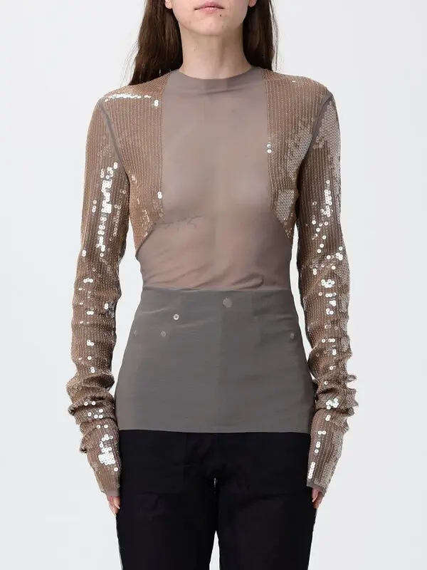 Rick Owens Sequined Mesh T-shirt - Beige