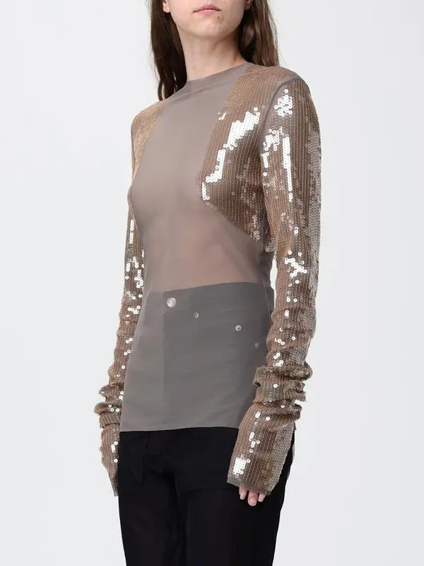 Rick Owens Sequined Mesh T-shirt - Beige