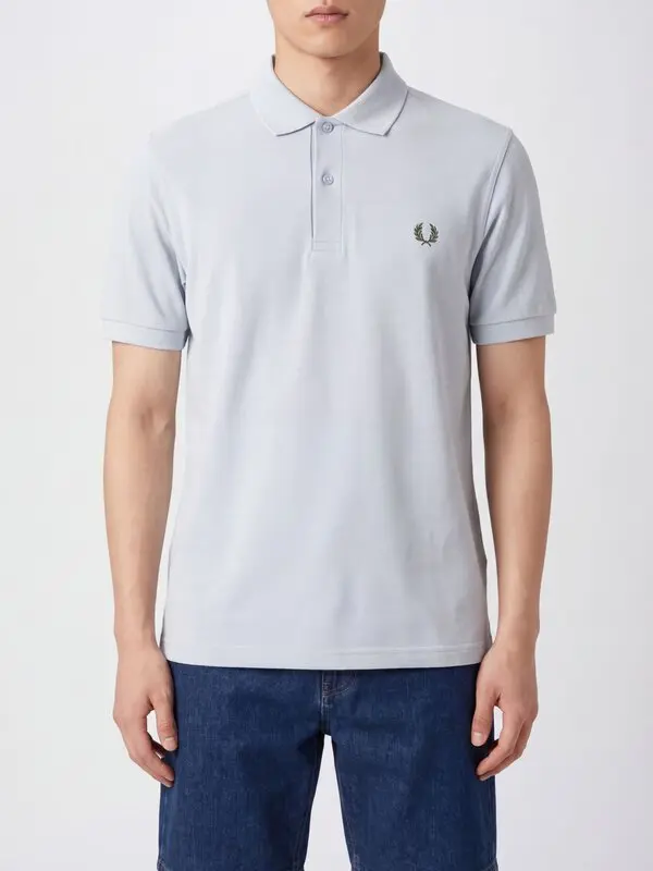 Fred Perry Short-sleeved Cotton Polo Shirt With Embroidered Chest Logo - Blue