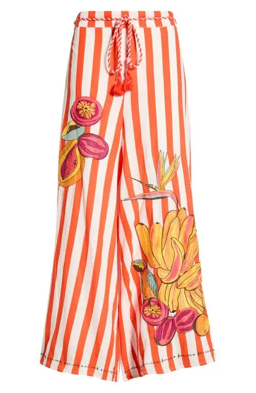 Farm Rio Mixed Print Linen Blend Cover-up Drawstring Pants