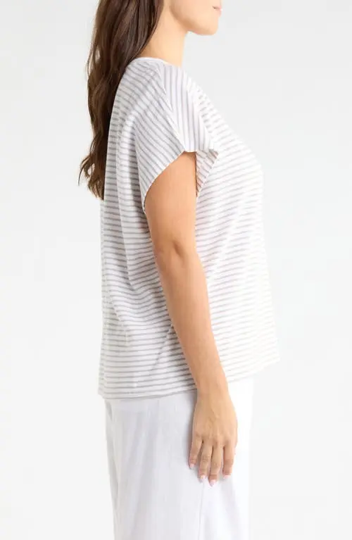 Eileen Fisher Striped Organic Cotton Crewneck Top