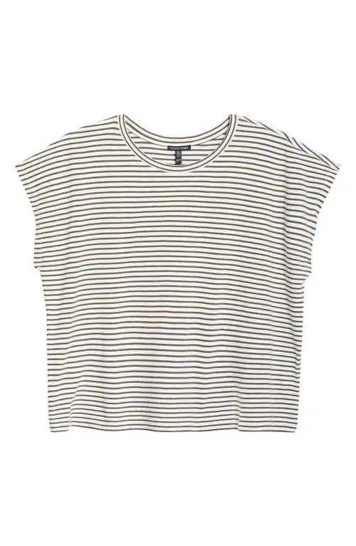 Eileen Fisher Striped Organic Cotton Crewneck Top - Olive