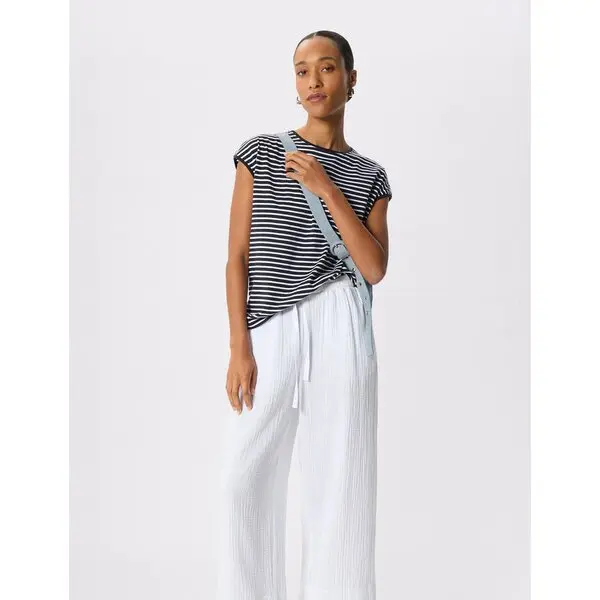 Whistles Striped Cap Sleeve T-shirt - Navy/multi
