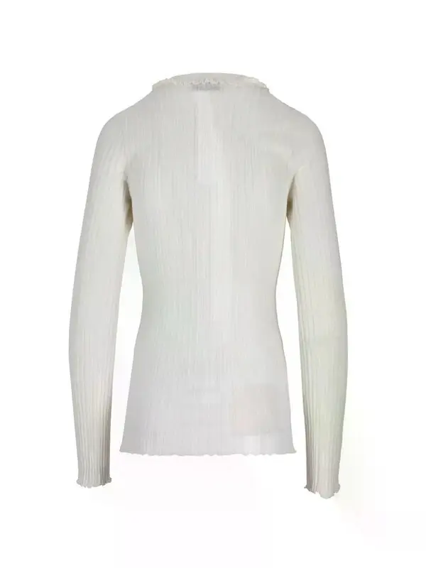 Miu Miu Ruffle-trim Ribbed Knit Sweater
