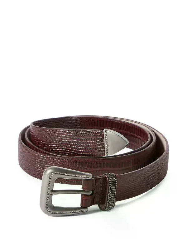 Brunello Cucinelli Lizard-effect Calfskin Belt