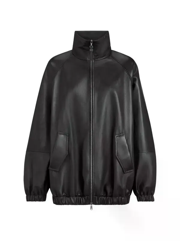 Brunello Cucinelli Nappa Leather Bomber Jacket With Monili Embellishment - Black