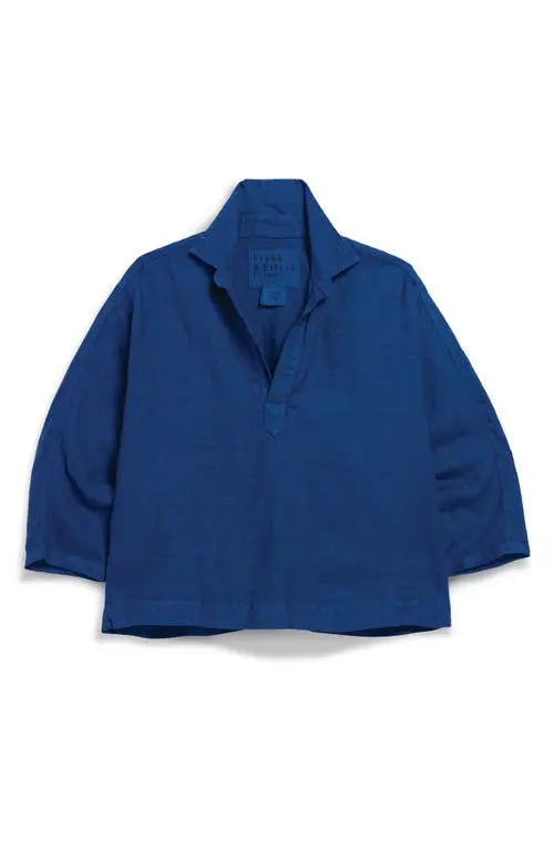 Frank & Eileen Gabi Crop Linen Popover Shirt