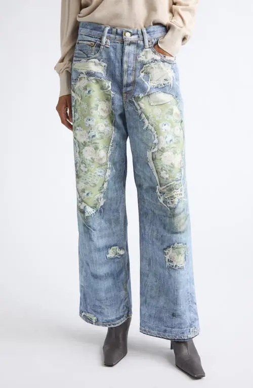 Acne Studios 1981 Trompe L'oeil Wide Leg Jeans - Blue/green