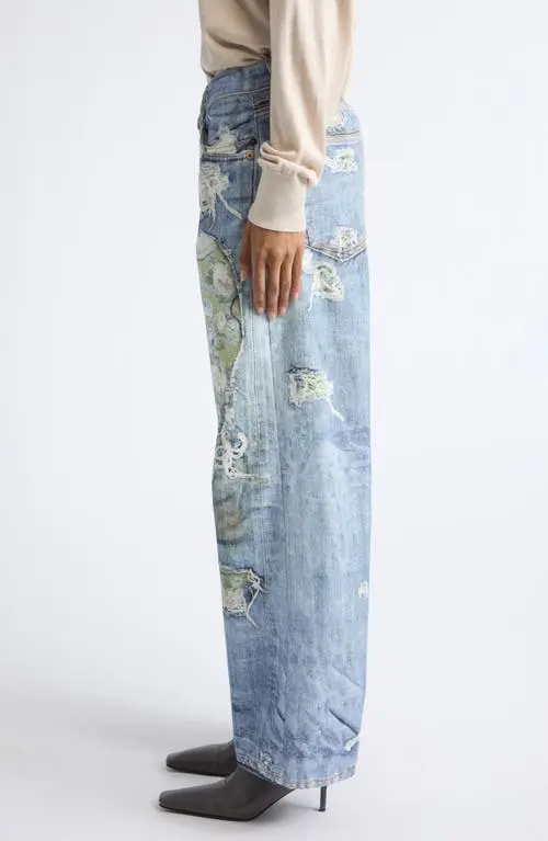 Acne Studios 1981 Trompe L'oeil Wide Leg Jeans - Blue/green