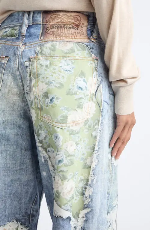 Acne Studios 1981 Trompe L'oeil Wide Leg Jeans - Blue/green