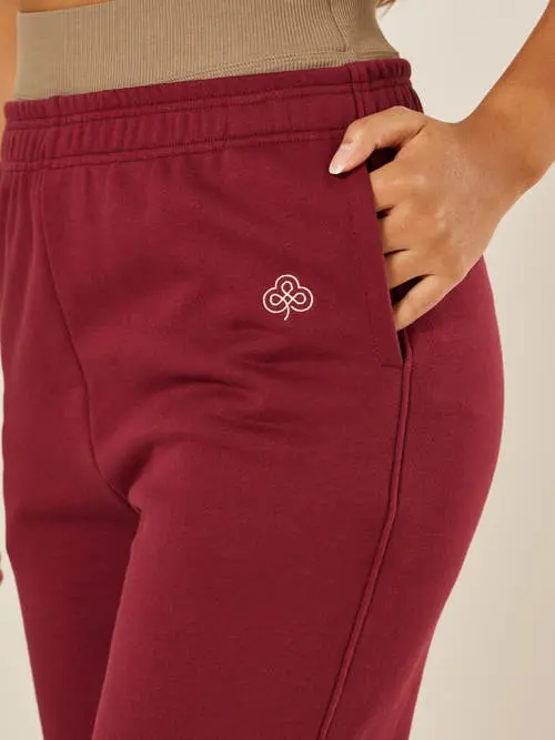 BE ATHLETICA Varsity Wide Leg Joggers - Garnet
