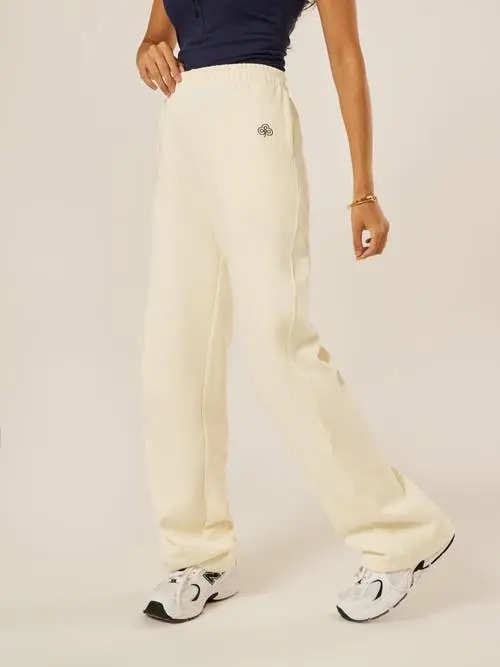 BE ATHLETICA Varsity Athletica Wide Leg Joggers - Marshmallow