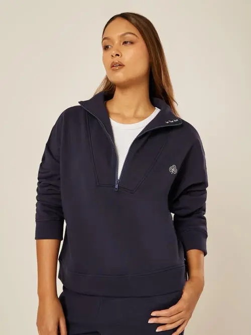 BE ATHLETICA Varsity Athletica Quarter Zip Sweatshirt - Midnight