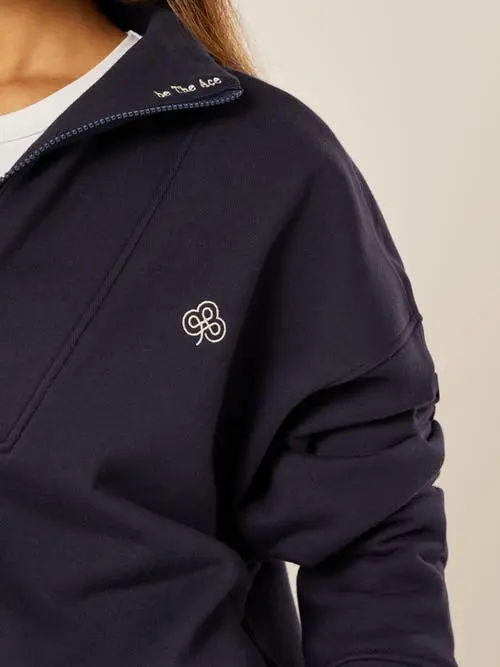 BE ATHLETICA Varsity Athletica Quarter-zip Sweatshirt - Midnight