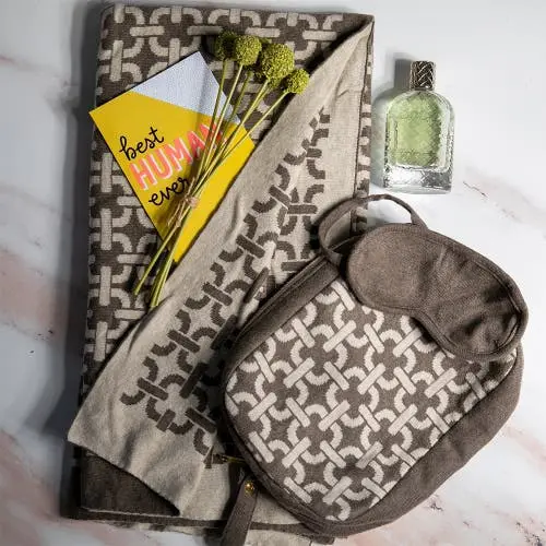 PINK LEMONADE Chains Organic Cotton Travel Blanket And Eye Mask Set