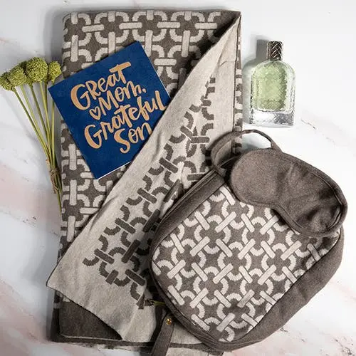 PINK LEMONADE Chains Organic Cotton Travel Blanket And Eye Mask Set