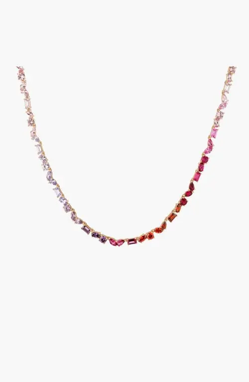 AURATE Mixed Shape Tennis Necklace - Yellow