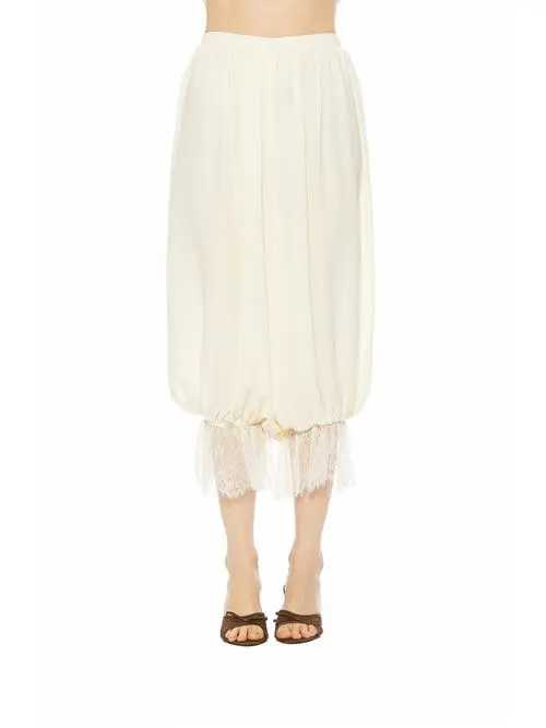 ALEXIA ADMOR Jules Bloomer Pants With Lace Trim - Ivory