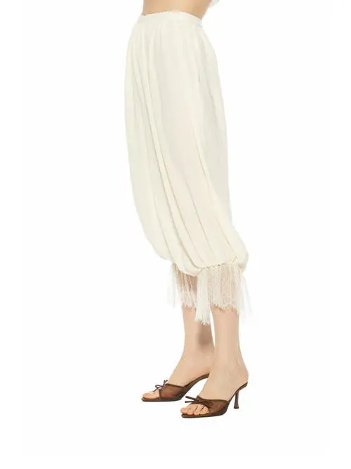 ALEXIA ADMOR Jules Bloomer Pants With Lace Trim - Ivory