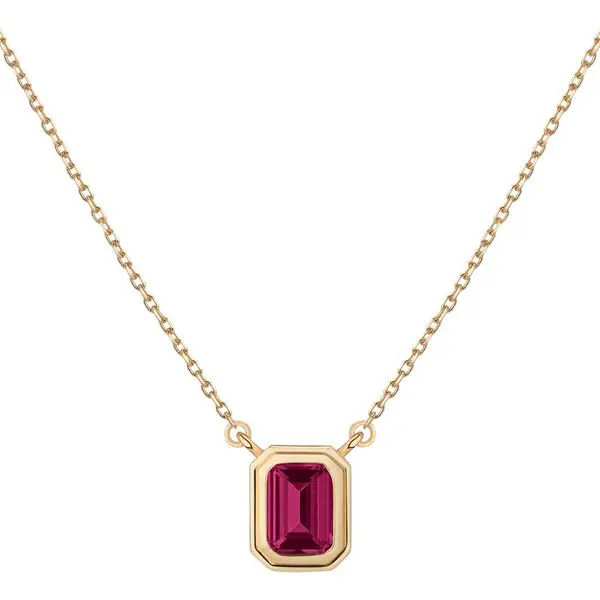 AURATE Ruby Bezel Set Necklace - Yellow