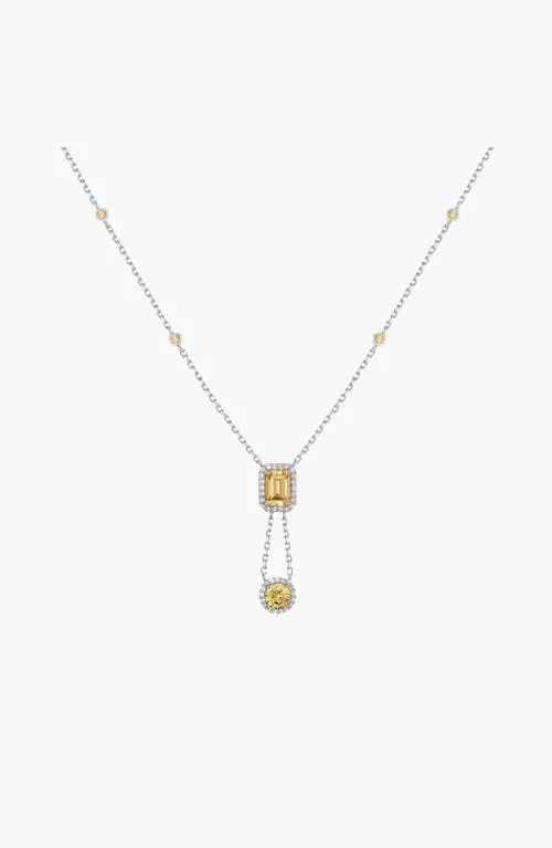 AURATE Lab Grown Edwardian Lariat Necklace - White