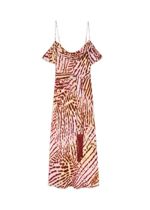 Whistles Orchid Print Scarf Midi Dress - Pink/multi