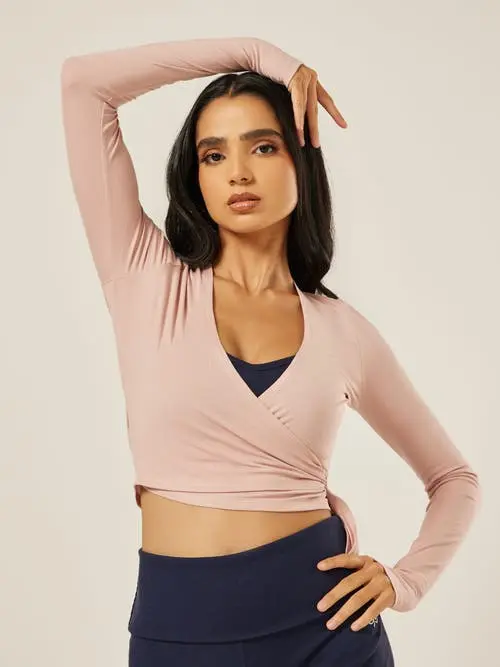 BE ATHLETICA Ultimate Wrap Top - Mauve