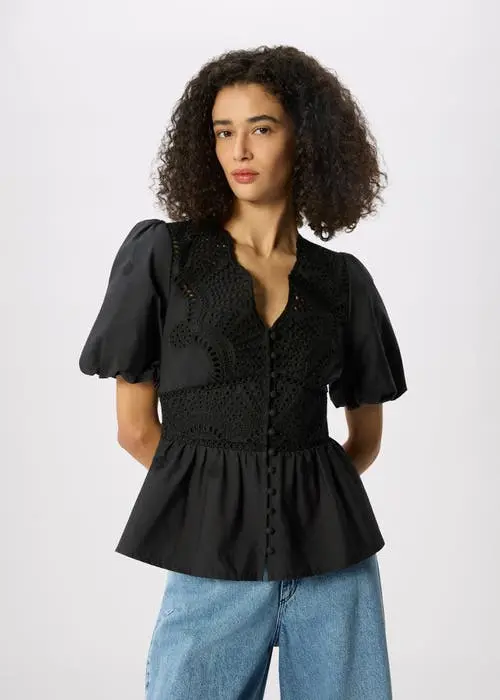 Whistles 100% Cotton V-neck Blouse
