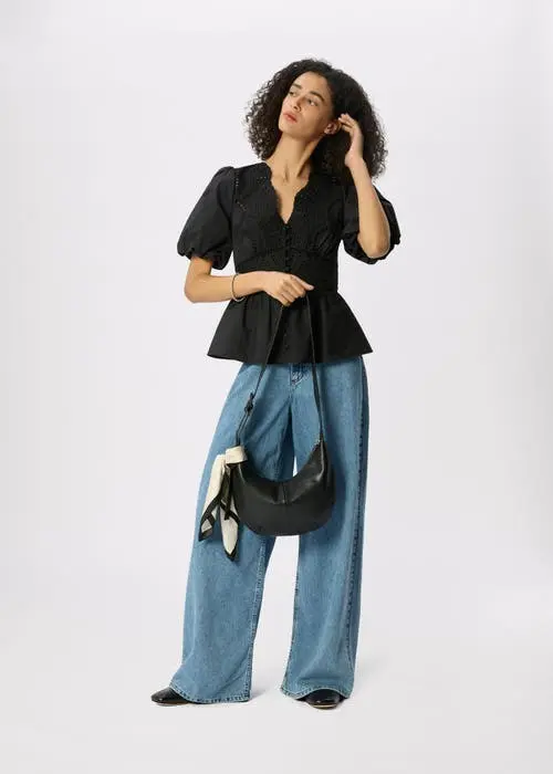 Whistles 100% Cotton V-neck Blouse