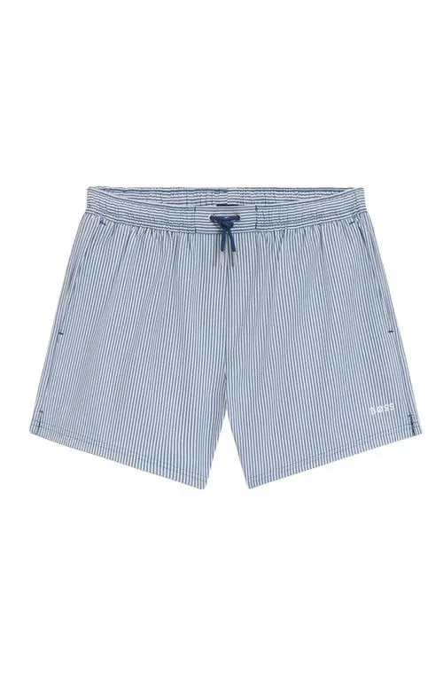 BOSS Striped Swim Trunks With Drawstring Waist